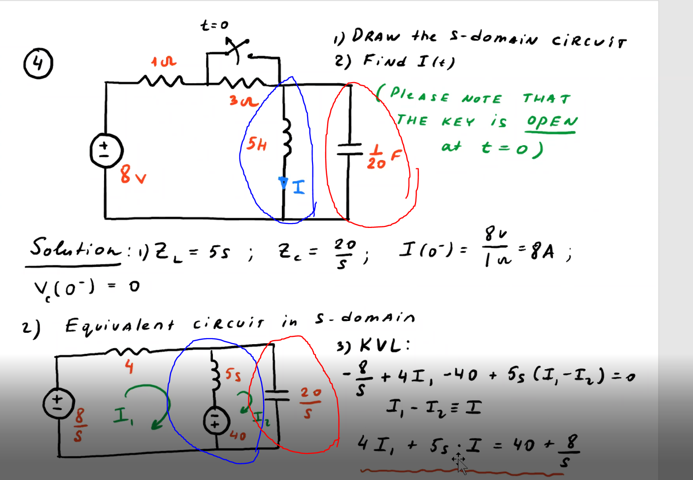 Solved When converting the circuit in q4 to the s-domain, | Chegg.com