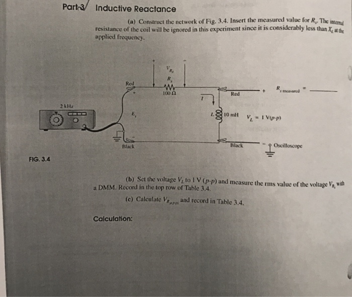 Solved FIG. 3.4 Par 3 Inductive Reactance (a) Construct the | Chegg.com
