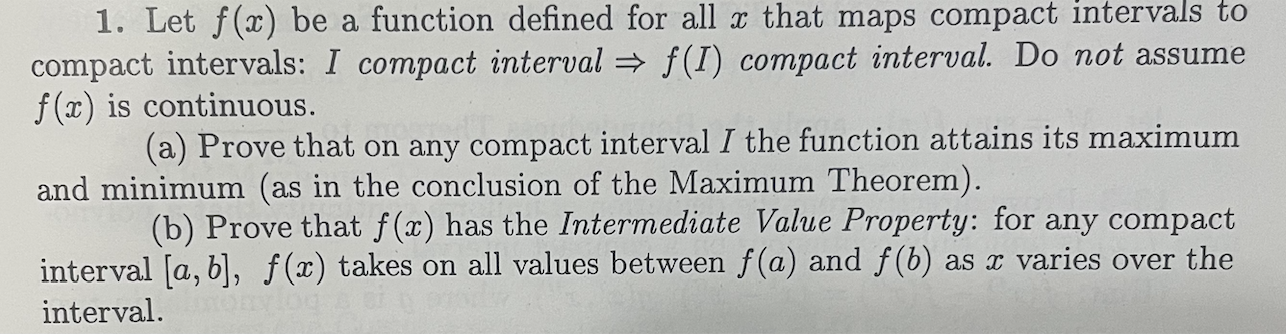 Solved 1. Let f(x) be a function defined for all x that maps | Chegg.com