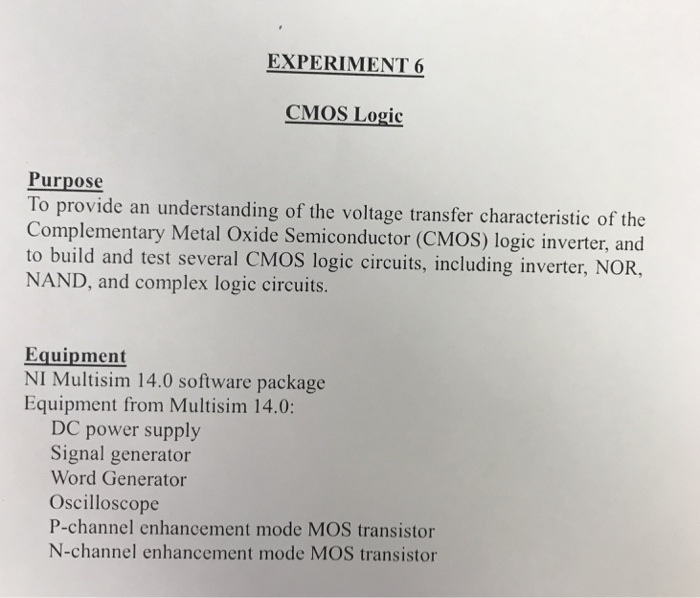Solved 3. CMOS NOR Gate 3-1) 3-2) Construct a CMOS logic NOR | Chegg.com