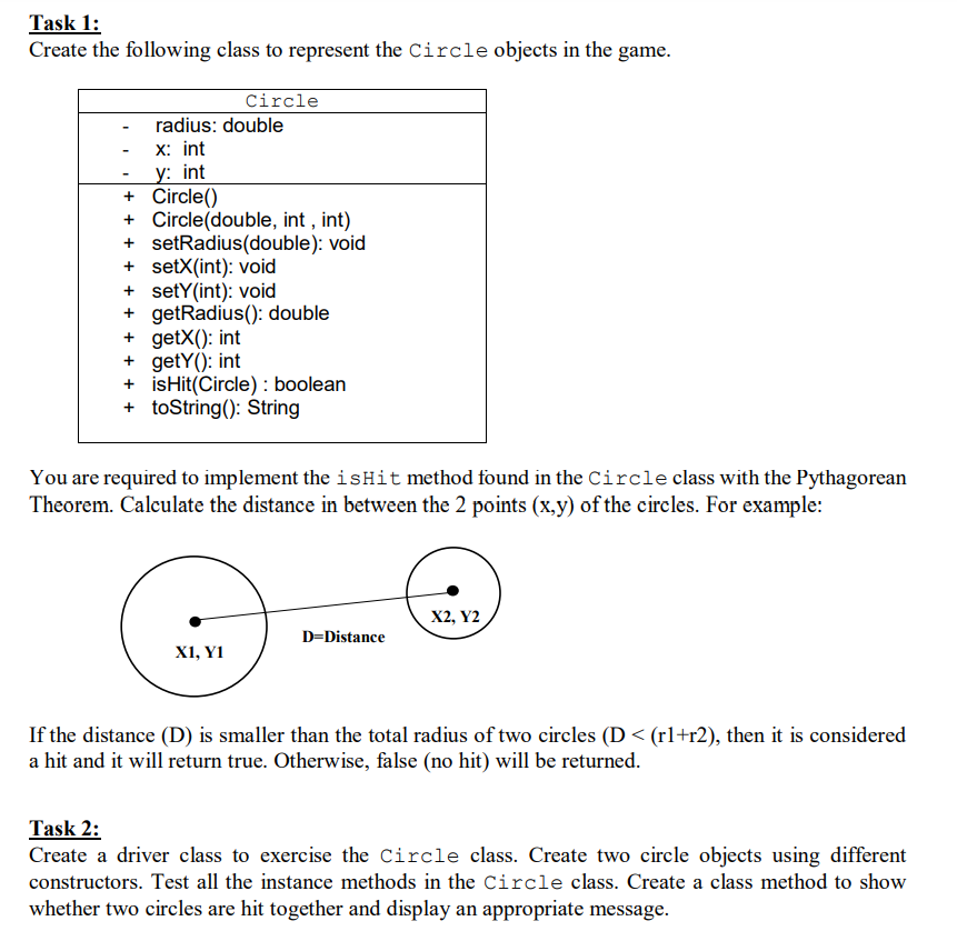 Solved Task 1: Create the following class to represent the | Chegg.com