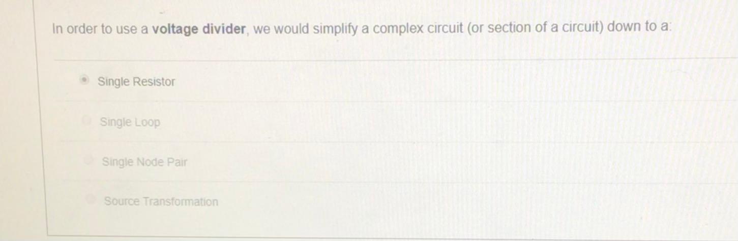 Solved In order to use a voltage divider, we would simplify | Chegg.com
