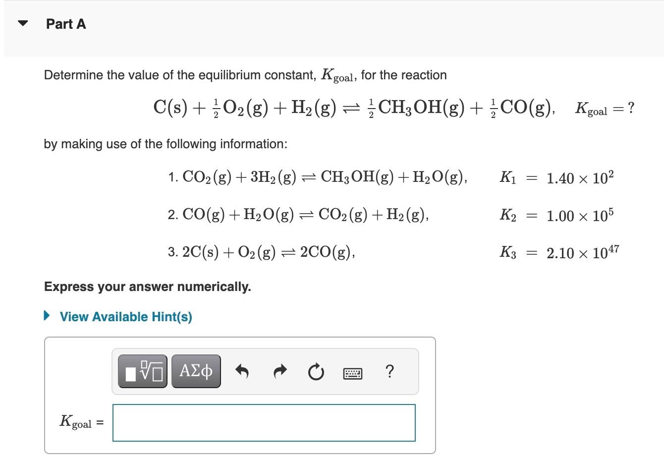 Solved Determine the value of the equilibrium constant, | Chegg.com