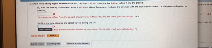 Solved A certain freely falling object, released from rest, | Chegg.com