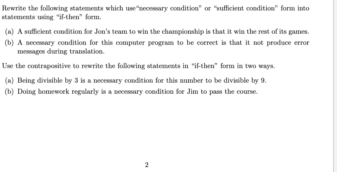 Solved Rewrite the following statements which use "necessary | Chegg.com