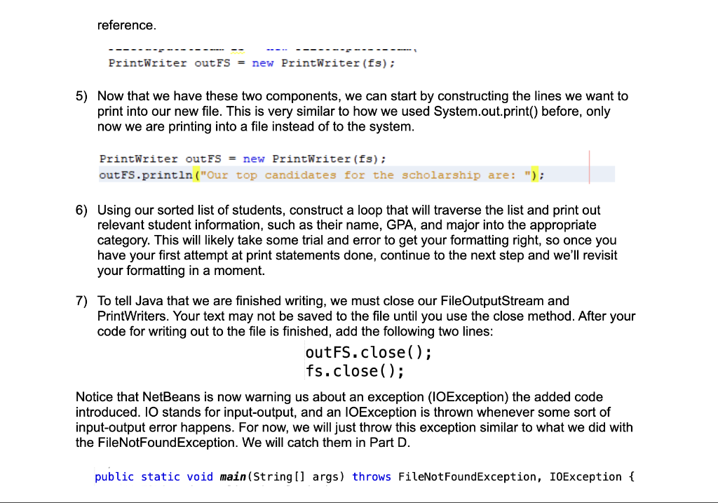 Solved 1) Now that we have a sorted list of Students from | Chegg.com