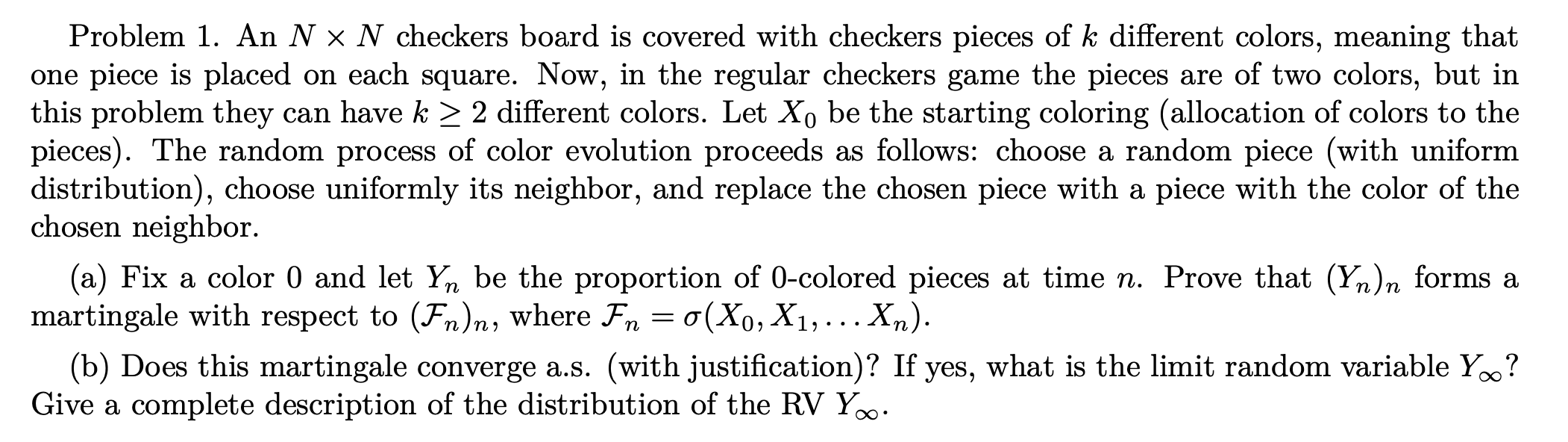 Solved Problem 1. ﻿An N \times N checkers board is covered | Chegg.com
