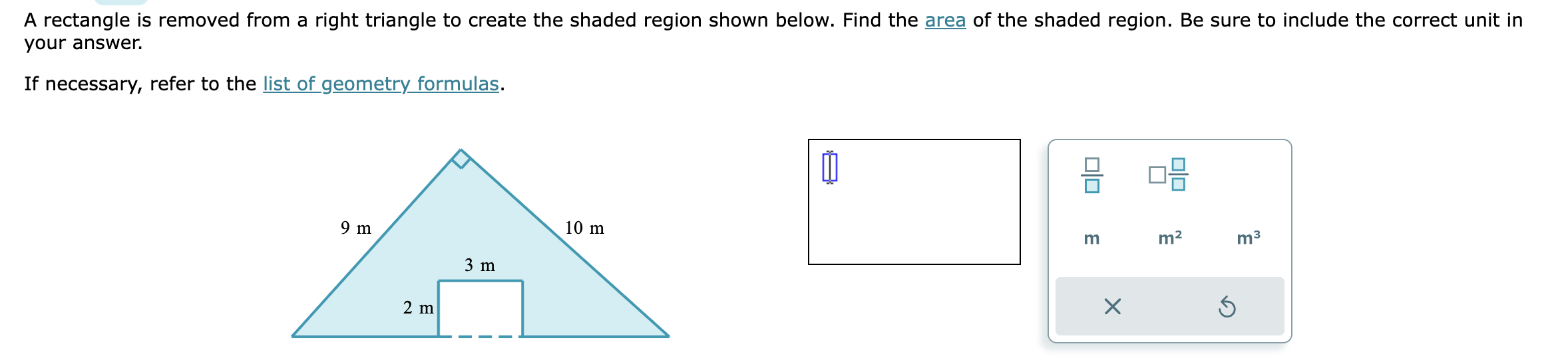 Solved A rectangle is removed from a right triangle to | Chegg.com