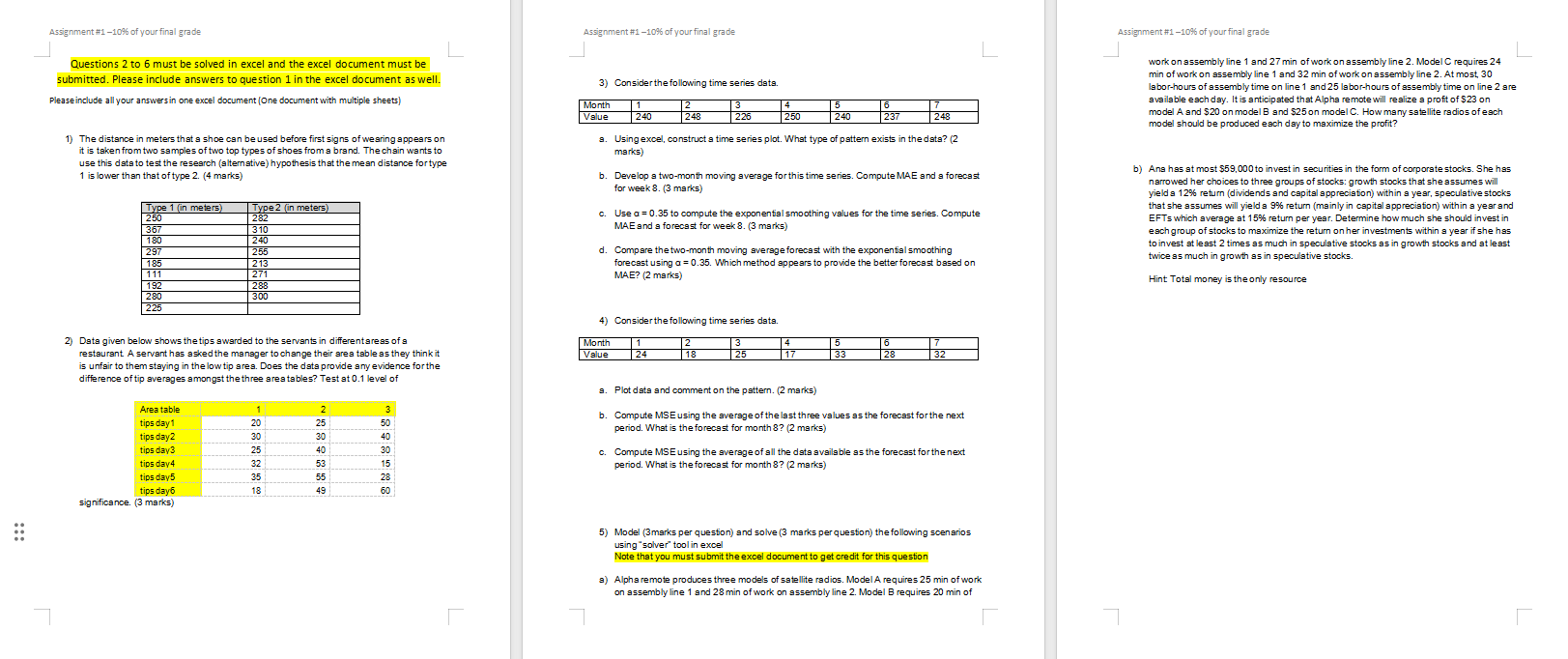 Solved Questions 2 to 6 must be solved in excel and the | Chegg.com