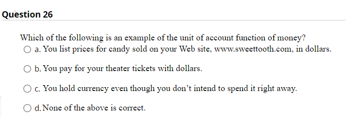 Solved Which of the following is an example of the unit of | Chegg.com
