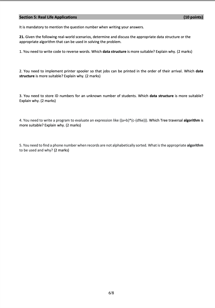 Solved Section 1: Array and Link List 1. Discuss what is an | Chegg.com