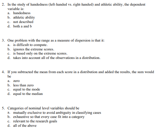Solved 2. In the study of handedness (left-handed vs. | Chegg.com
