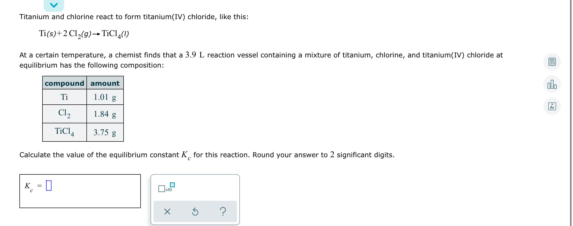 Solved Titanium and chlorine react to form titanium(IV) | Chegg.com