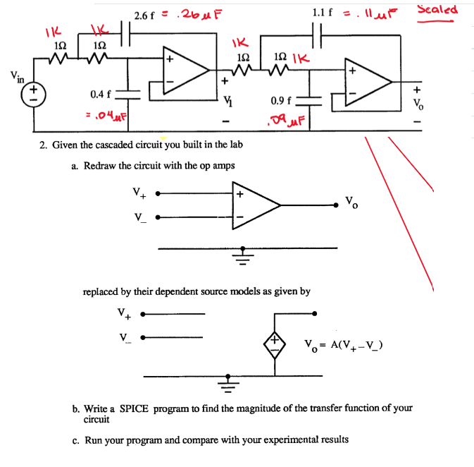 Solved 2. ﻿Given the cascaded circuit you built in the laba. | Chegg.com