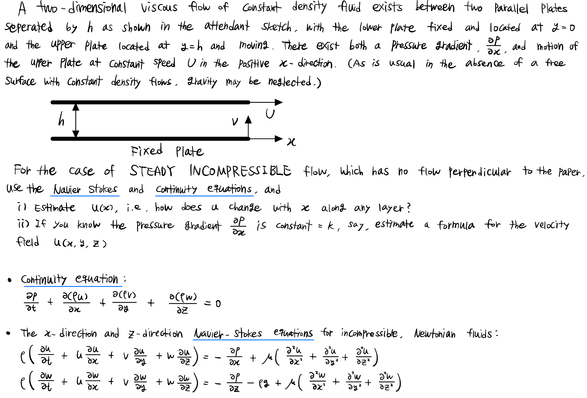 Solved A two-dimensional viscous flow of constant density | Chegg.com