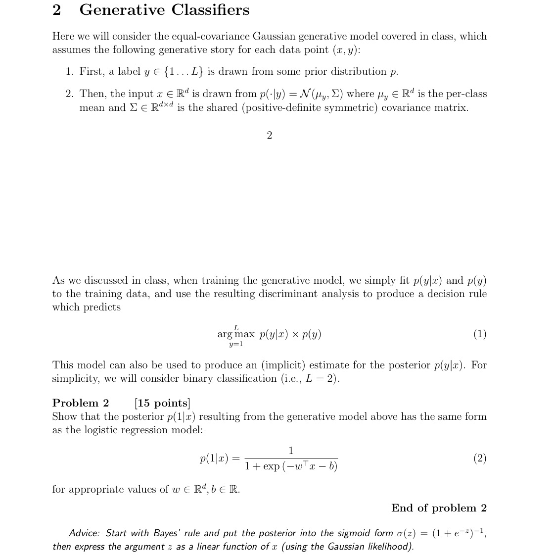 Solved 2 ﻿Generative ClassifiersHere we will consider the | Chegg.com