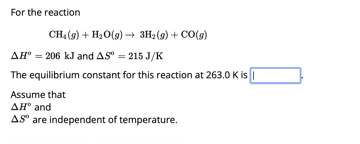 Solved For the reaction CH4(g)+H2O(g)→3H2(g)+CO(g) ΔH0=206 | Chegg.com