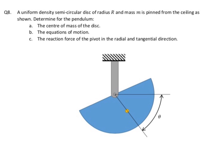 Solved 8 A uniform density semi-circular disc of radius R | Chegg.com