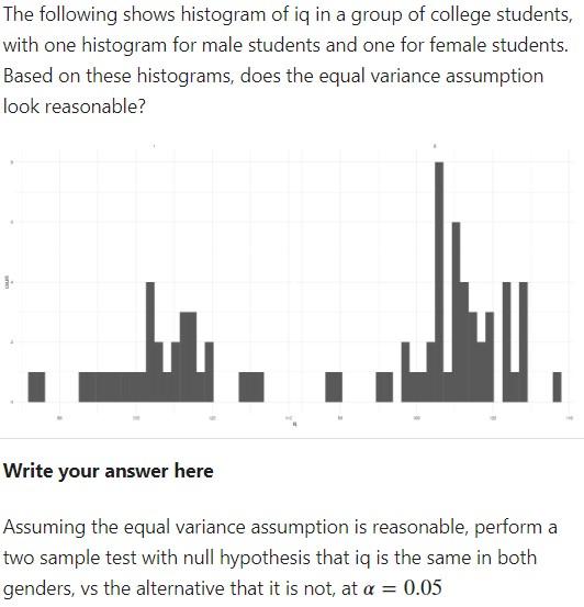 Solved The following shows histogram of iq in a group of | Chegg.com
