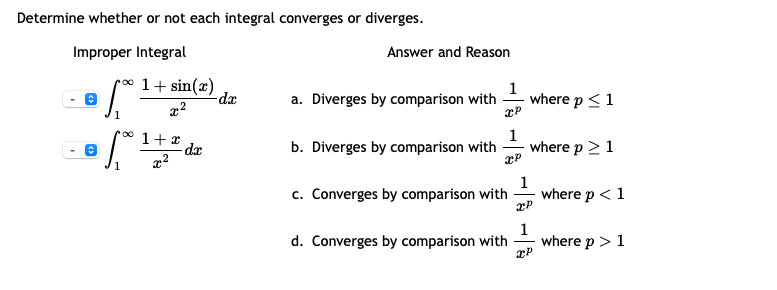 Solved Determine whether or not each integral converges or | Chegg.com
