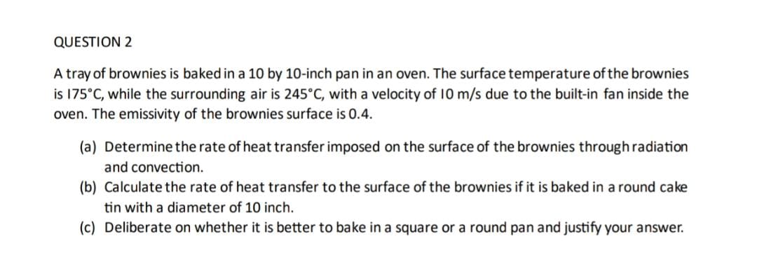 Solved A tray of brownies is baked in a 10 by 10 -inch pan | Chegg.com