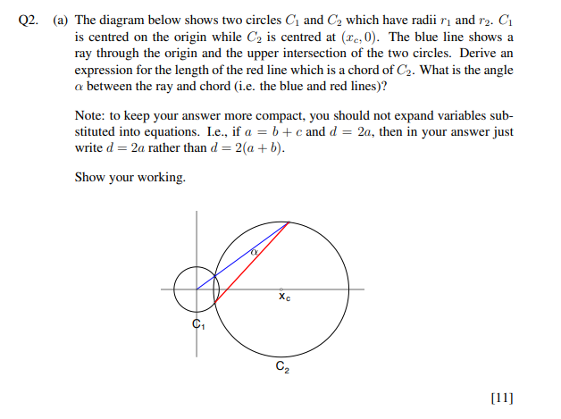 Q2. (a) The diagram below shows two circles and C, | Chegg.com