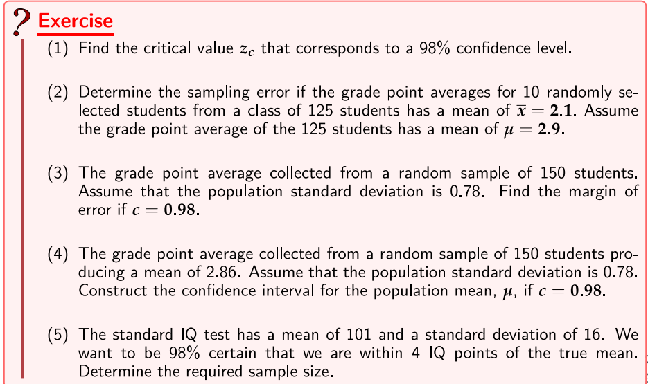 Solved (1) Find the critical value zc that corresponds to a | Chegg.com