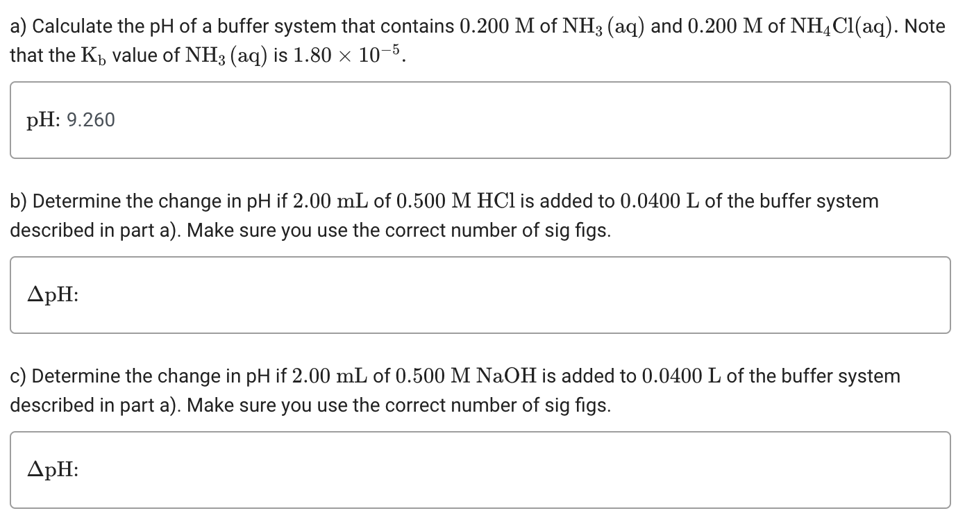 Solved a) ﻿Calculate the pH ﻿of a buffer system that | Chegg.com
