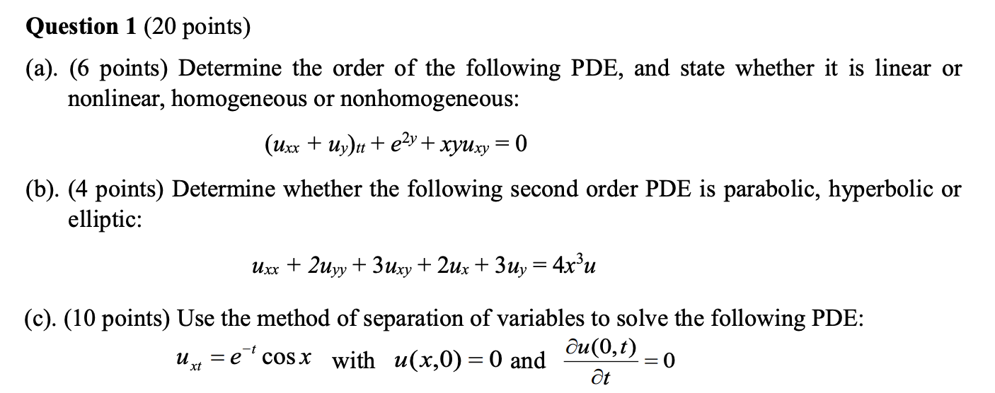Solved (a). (6 points) Determine the order of the following | Chegg.com