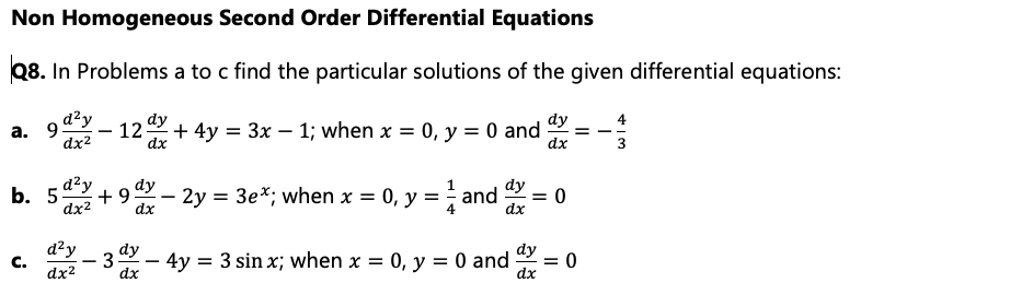 Solved Non Homogeneous Second Order Differential Equations | Chegg.com