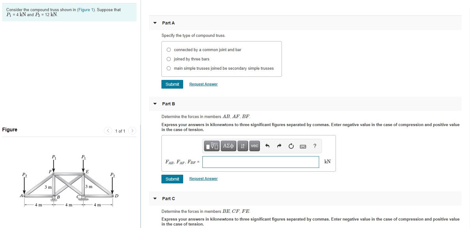 Solved Consider the compound truss shown in (Figure 1). | Chegg.com