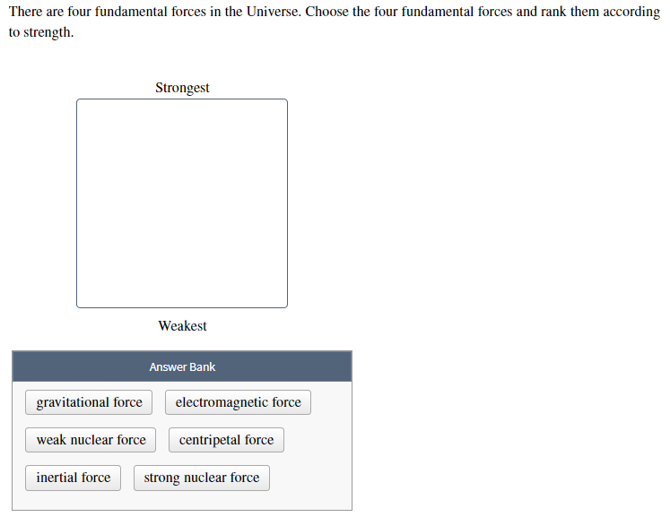 Solved There are four fundamental forces in the Universe. | Chegg.com