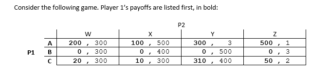 Solved Consider the following game. Player 1's payoffs are | Chegg.com