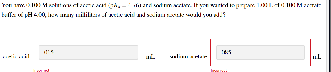 Solved You have 0.100M solutions of acetic acid (pKa=4.76) | Chegg.com