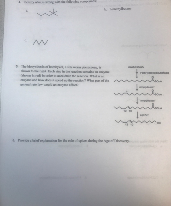 Solved 4. Identify what is wrong compounds: the following | Chegg.com