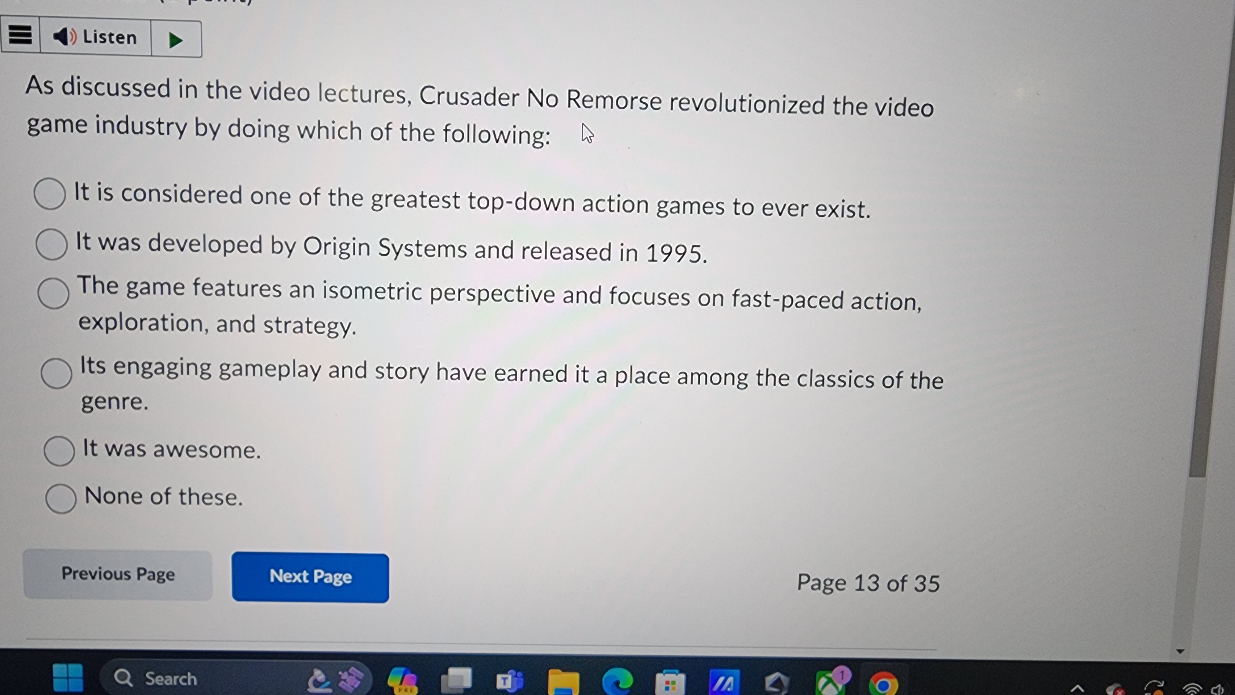 Solved As discussed in the video lectures, Crusader No | Chegg.com