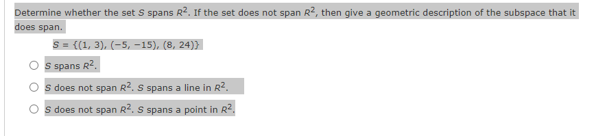 Solved Determine whether the set S spans R2. If the set does | Chegg.com