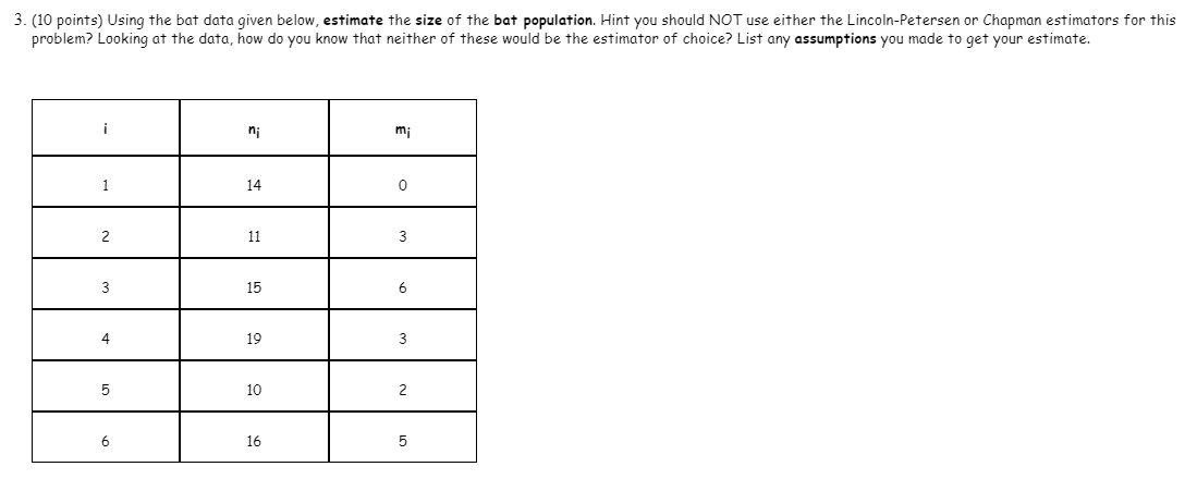 Solved 3. (10 points) Using the bat data given below, | Chegg.com Solved 3. (10 points) Using the bat data given below, | Chegg.com
