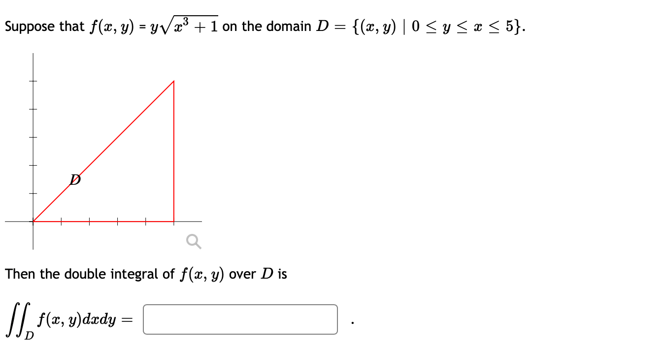 Solved Suppose that f(x, y) = y√x³ + 1 on the domain D = | Chegg.com