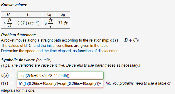 Solved Known values: Problem Statement: A rocket moves along | Chegg.com