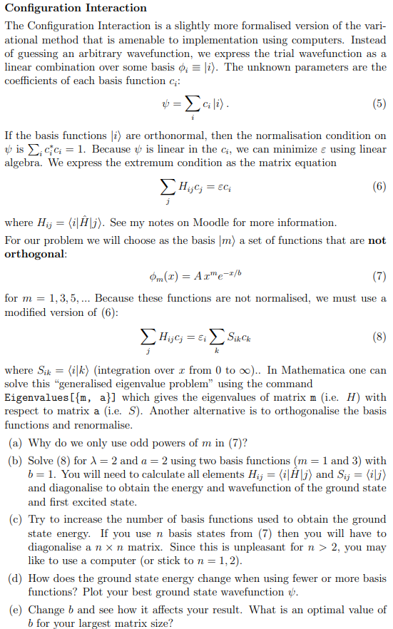 Configuration Interaction The Configuration | Chegg.com