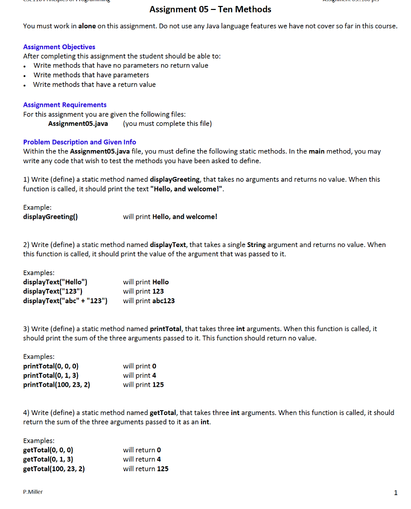 Solved public class Assignment05 { public static void | Chegg.com