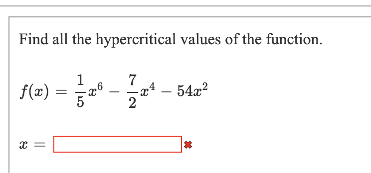 Solved Find all the hypercritical values of the function. | Chegg.com