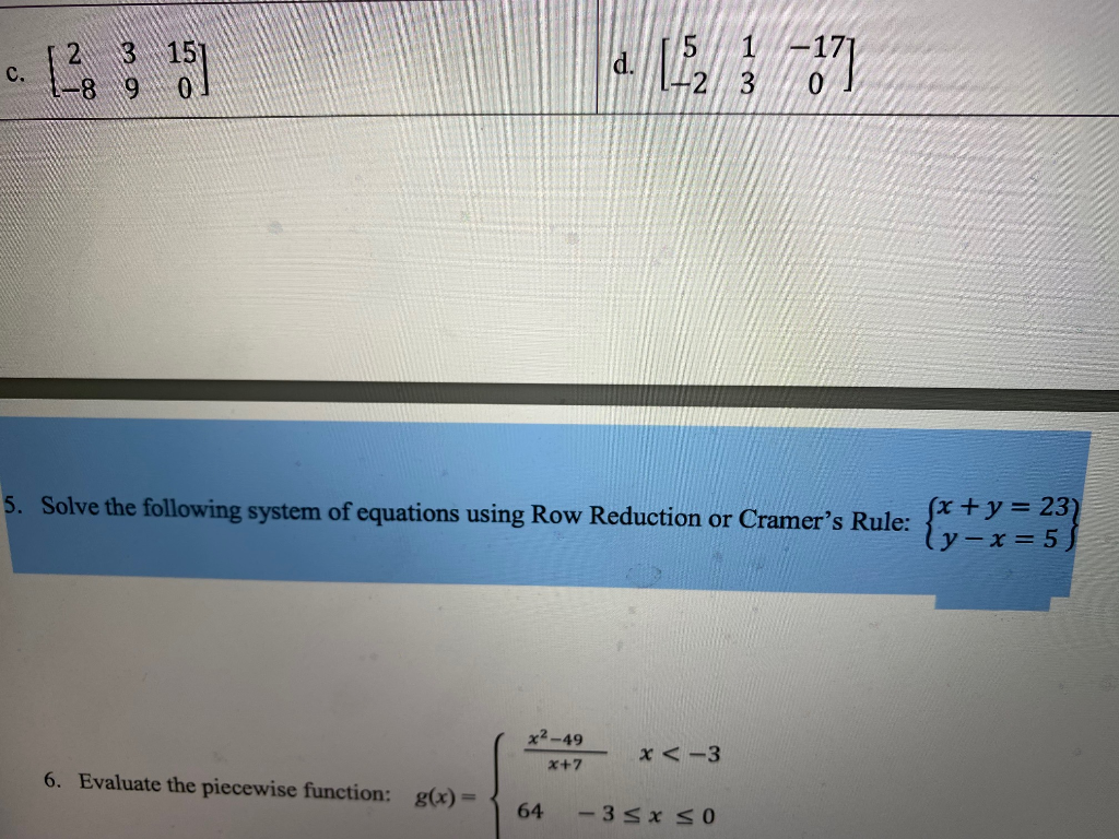 Solved 5. Solve the following system of equations using Row | Chegg.com