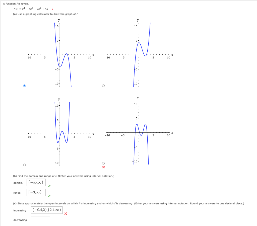 Solved A function fis given. (X) = 44 - 4x3 + 2x2 + 4x - 2 | Chegg.com