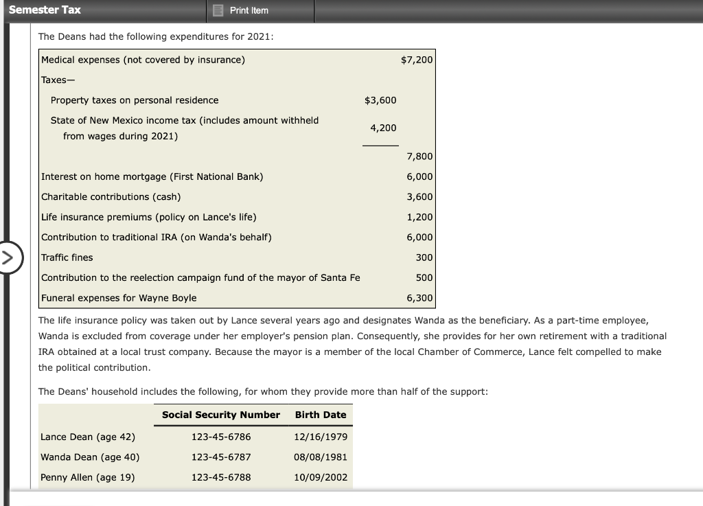 Complete Form 1040 below for Lance and Wanda | Chegg.com