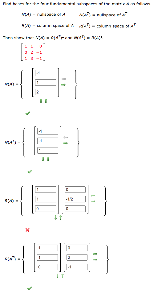 Solved Find bases for the four fundamental subspaces of the | Chegg.com