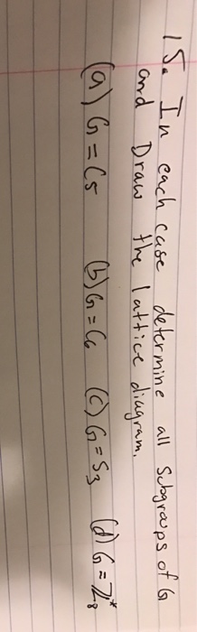 Solved In each case determine all subgroup of G and Draw the | Chegg.com