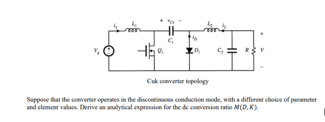 Solved Vai - HH C HE Q D C RSV Cuk converter topology | Chegg.com