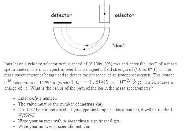 Solved detector selector "dee" Ions leave a velocity | Chegg.com